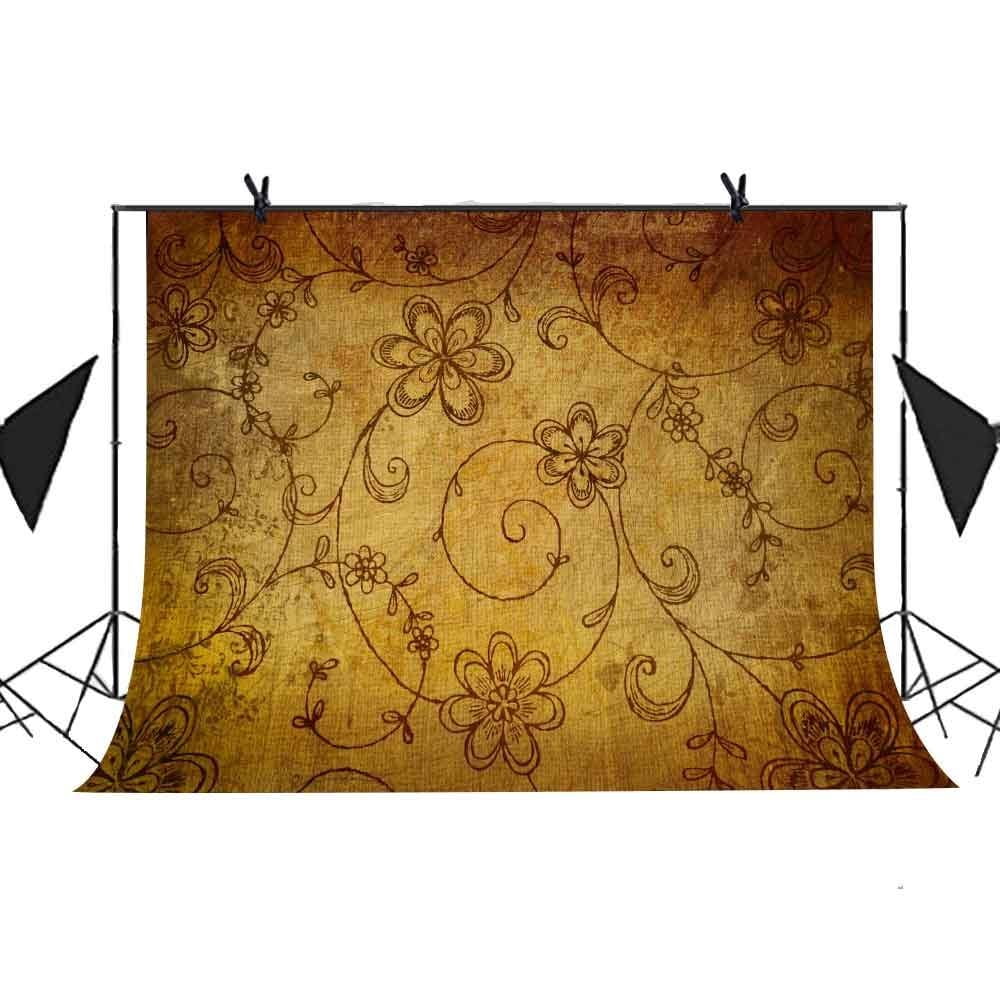 7x5ft Floral Pattern Vintage Backdrop Bronze Flowers Picture Antique ...