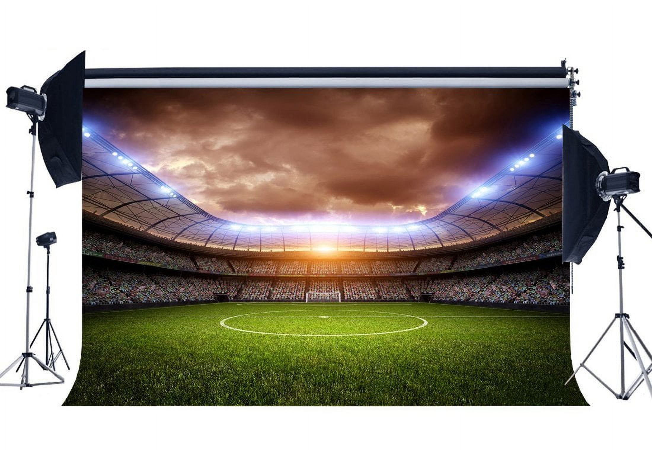 7x5ft Football Field Backdrop Stage Lights Green Grass Dark Cloud ...