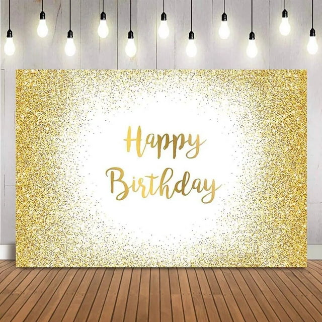 7x5ft Gold Glitter Happy Birthday Backdrop for Women Girls Bday Party Banner Decorations Glitter ...