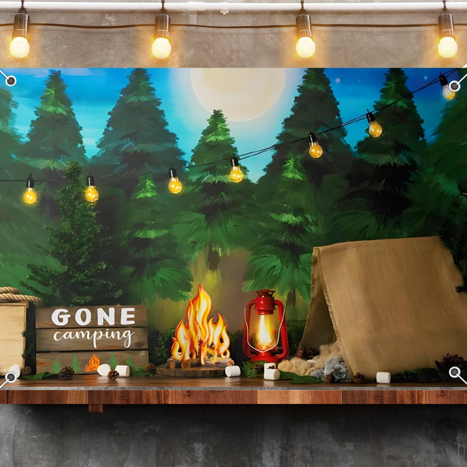 7x5ft Gone Camping Pretty Backdrop for Photo shoot Camping Themed Party ...