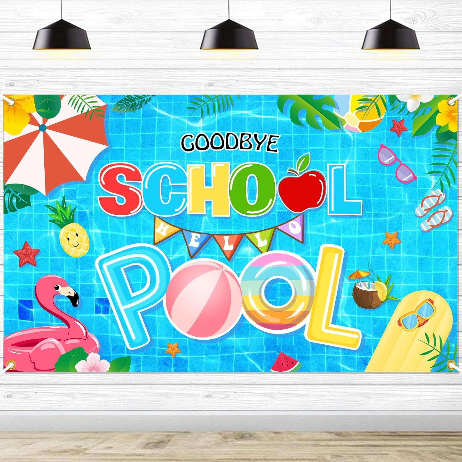 7x5ft Goodbye School Hello Pool Backdrop School's Out Summer Pool Party ...