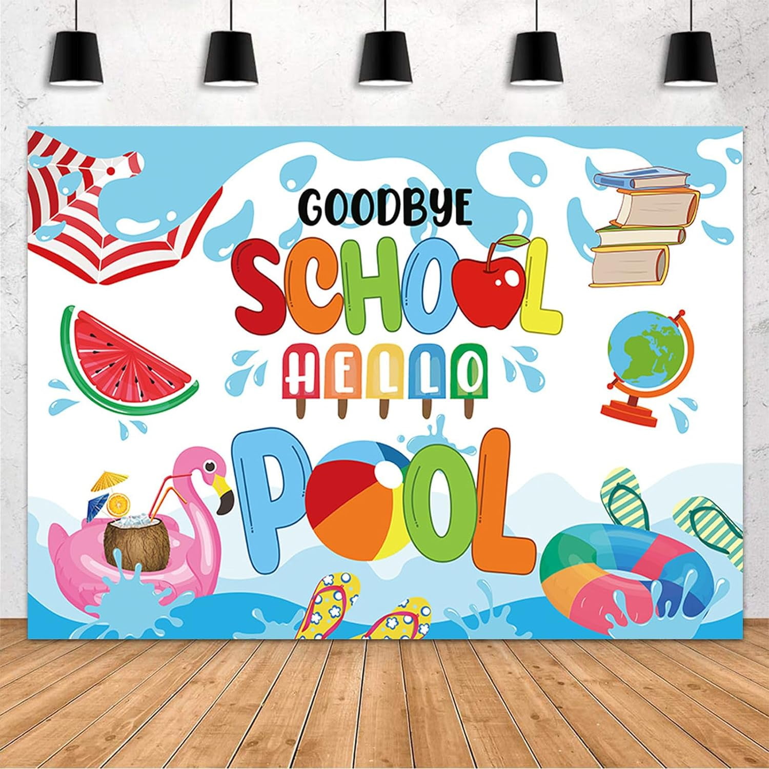 7x5ft Goodbye School Hello Pool Backdrop Summer Pool Goodbye Party ...