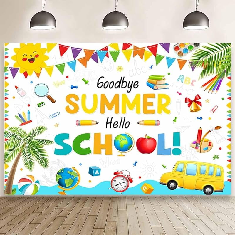 7x5ft Goodbye Summer Hello School Backdrop Welcome Back to School ...