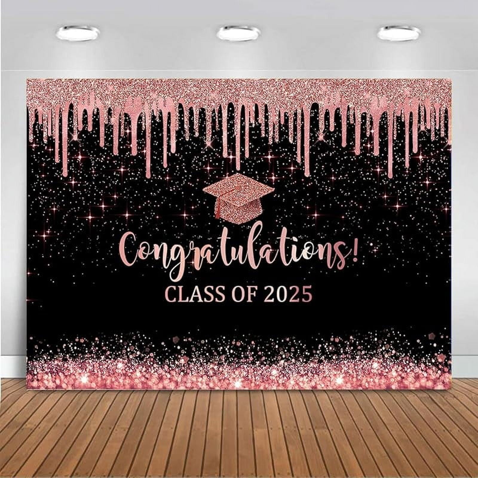 7x5ft Graduation Backdrop 2025 Black and Gold Graduation Decorations ...
