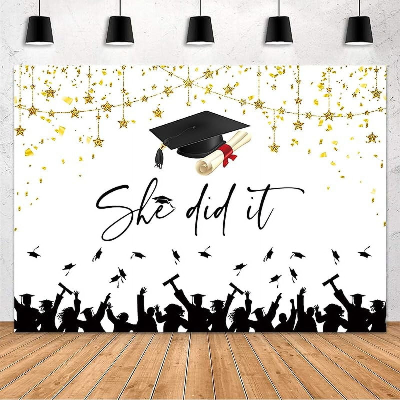 7x5ft She Did It Graduation Backdrop Congrats Grads She Did It ...