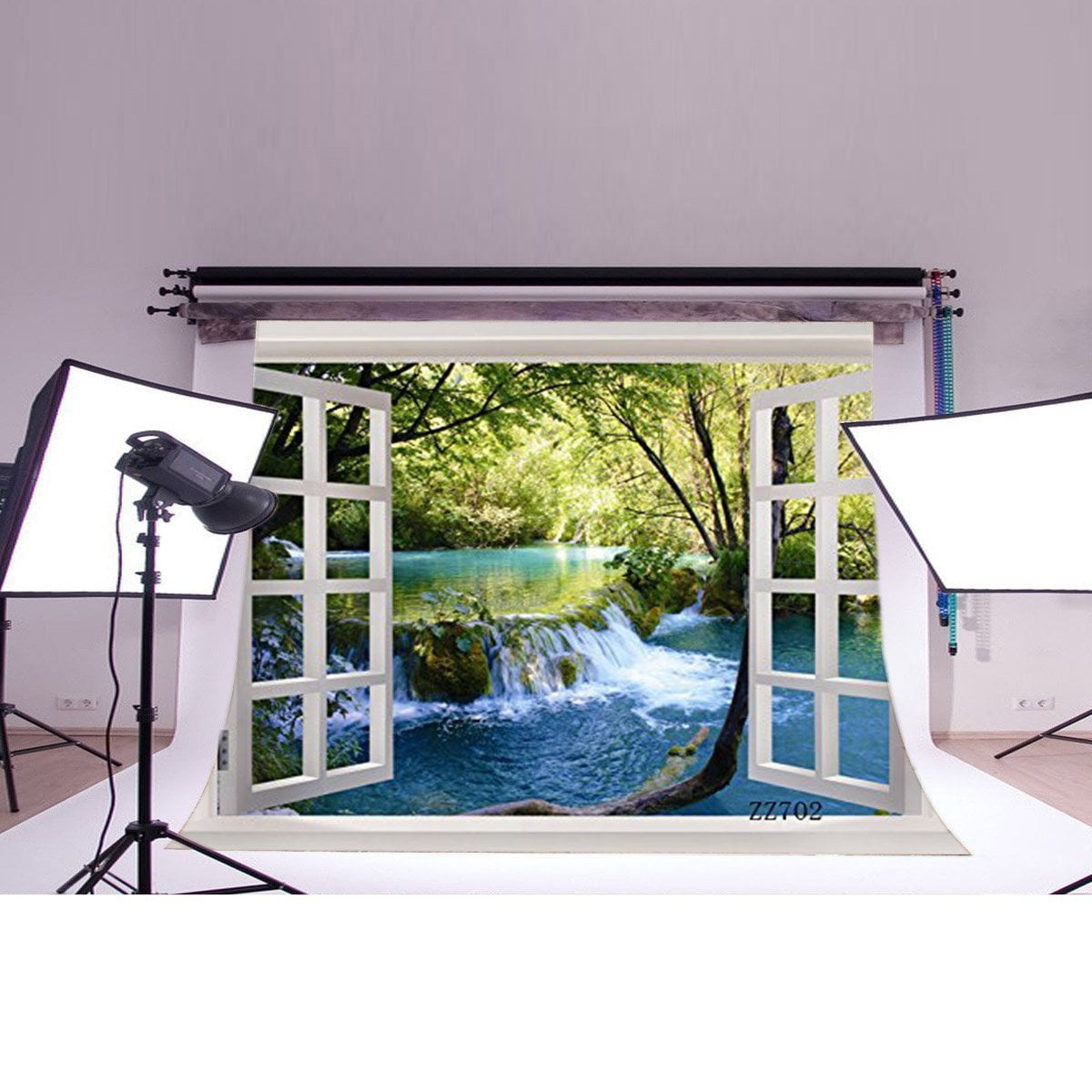 7x5ft Green Trees and Clear Water Out of the Window Scenery Photography ...