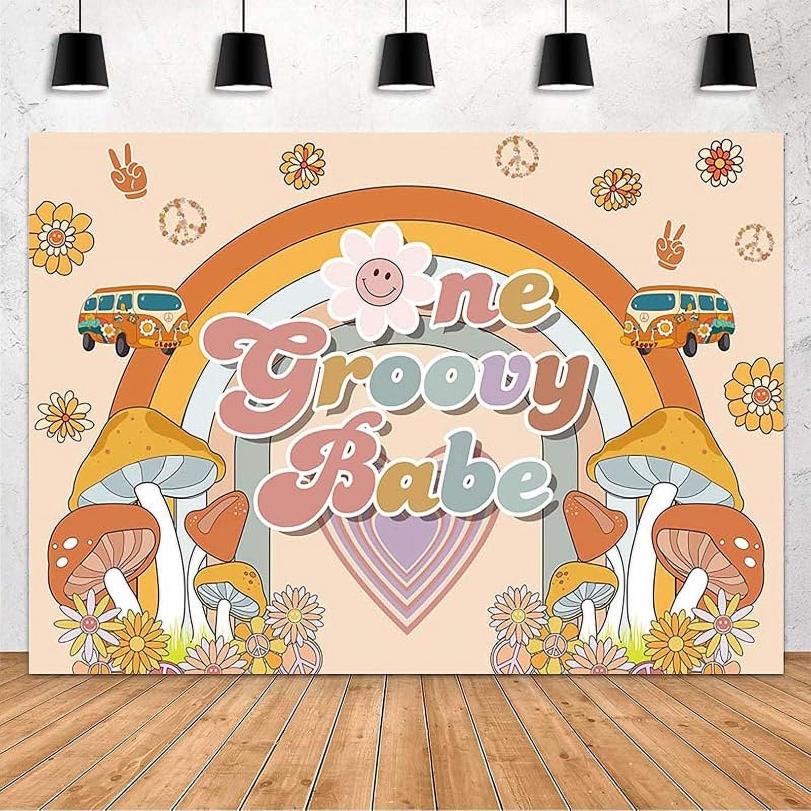 7x5ft Groovy Baby Backdrop Rainbow Retro Hippie Boho Girl Baby Shower ...