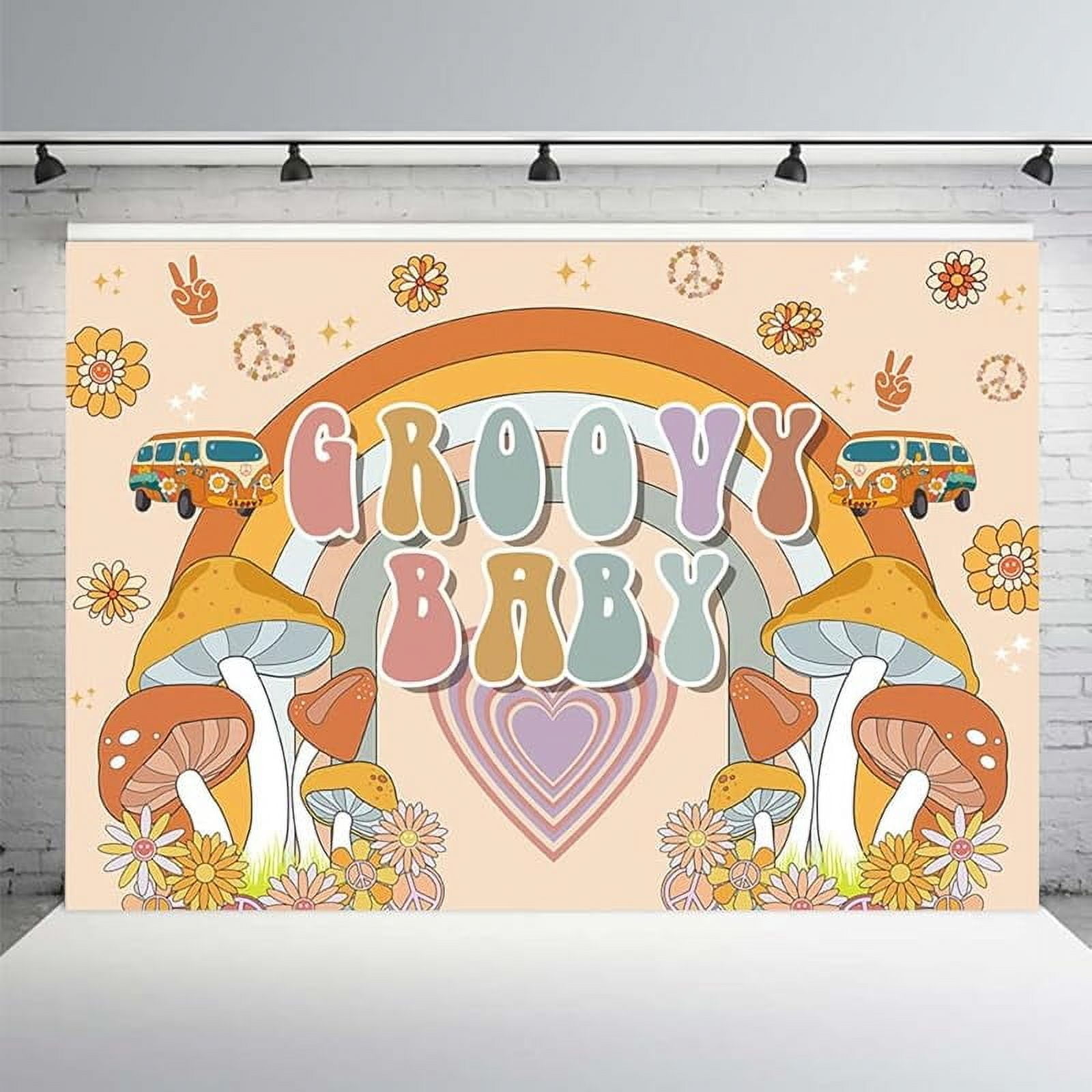 7x5ft Groovy Baby Backdrop Rainbow Retro Hippie Boho Girl Baby Shower ...
