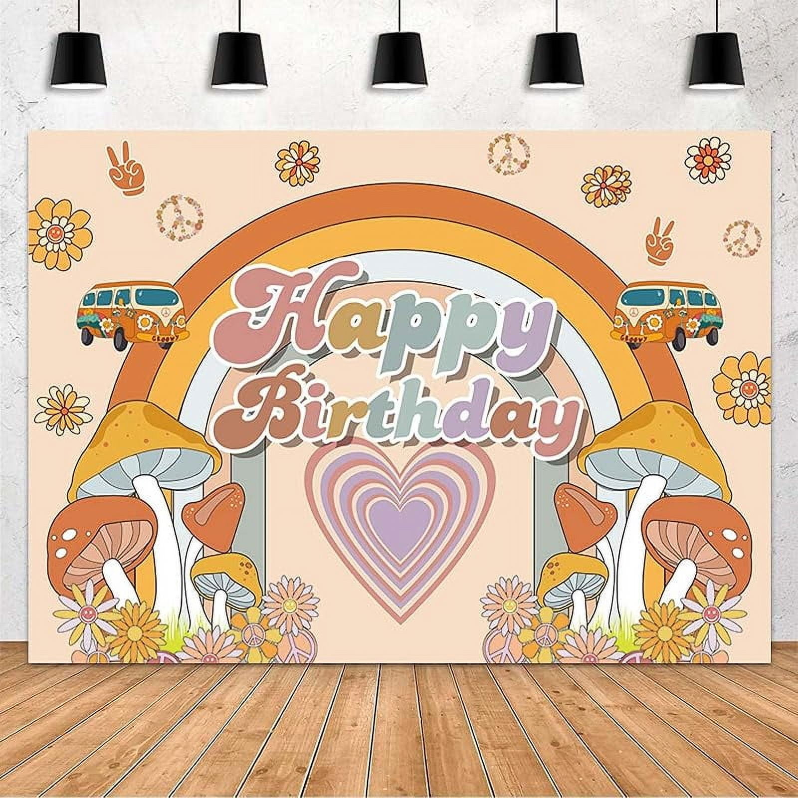 7x5ft Groovy Baby Backdrop Rainbow Retro Hippie Boho Girl Baby Shower ...