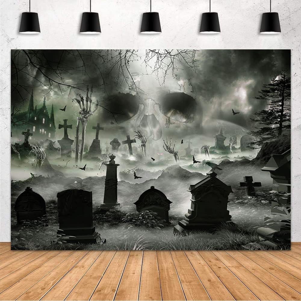 7x5ft Halloween Backdrop for Photography Horror NightScary Skull Dark ...