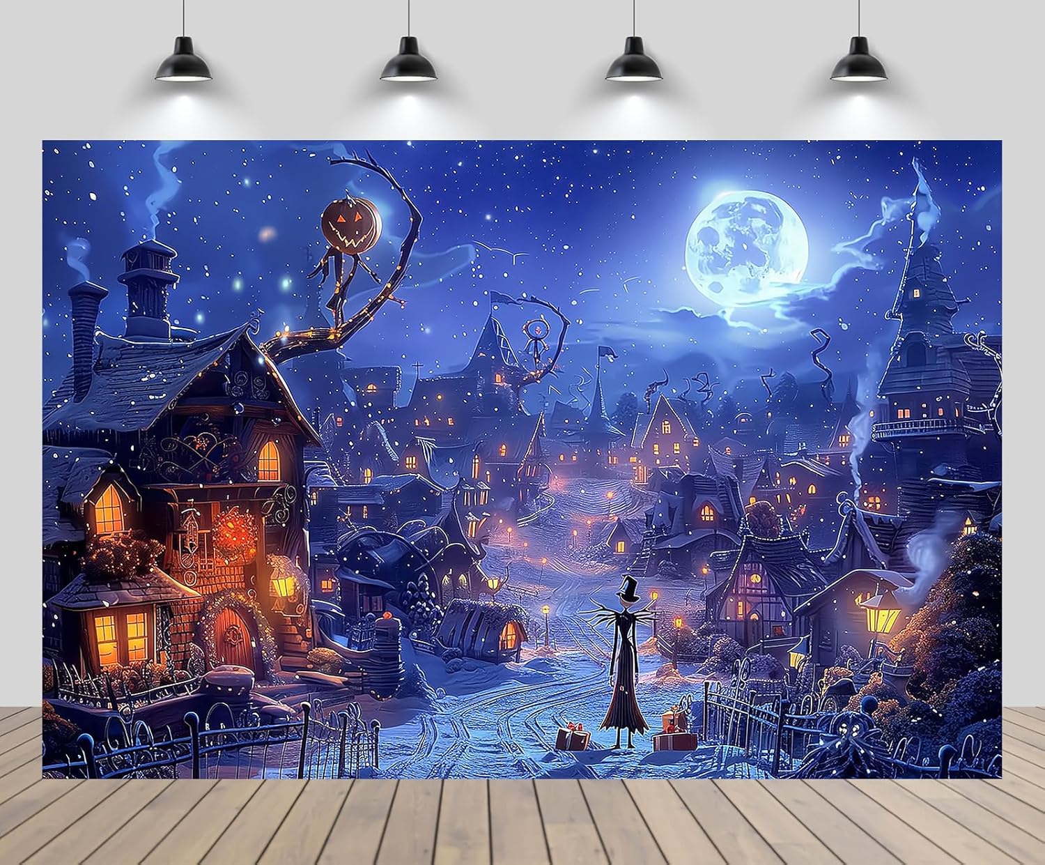 7x5ft Halloween Nightmare Backdrop Halloween Town Ghost Village Spooky ...
