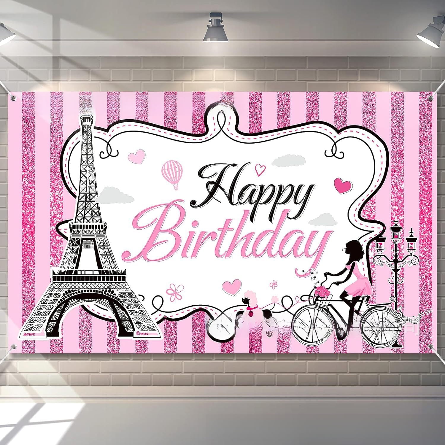 7x5ft Happy Birthday Backdrop Banner Pink Birthday Decoration Pink ...