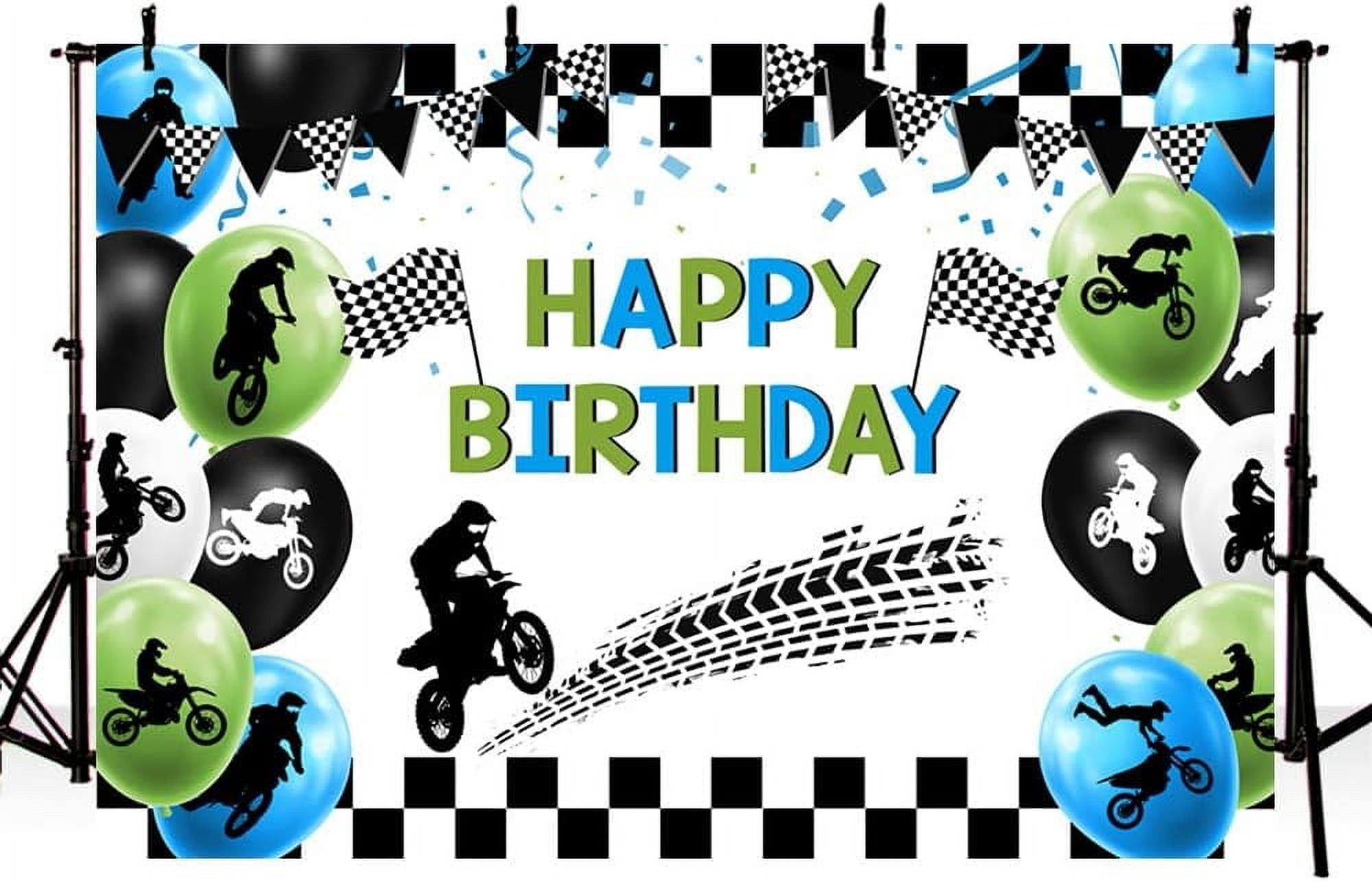 7x5ft Happy Birthday Motorcycle Backdrop Motorcycle Birthday Backdrop ...