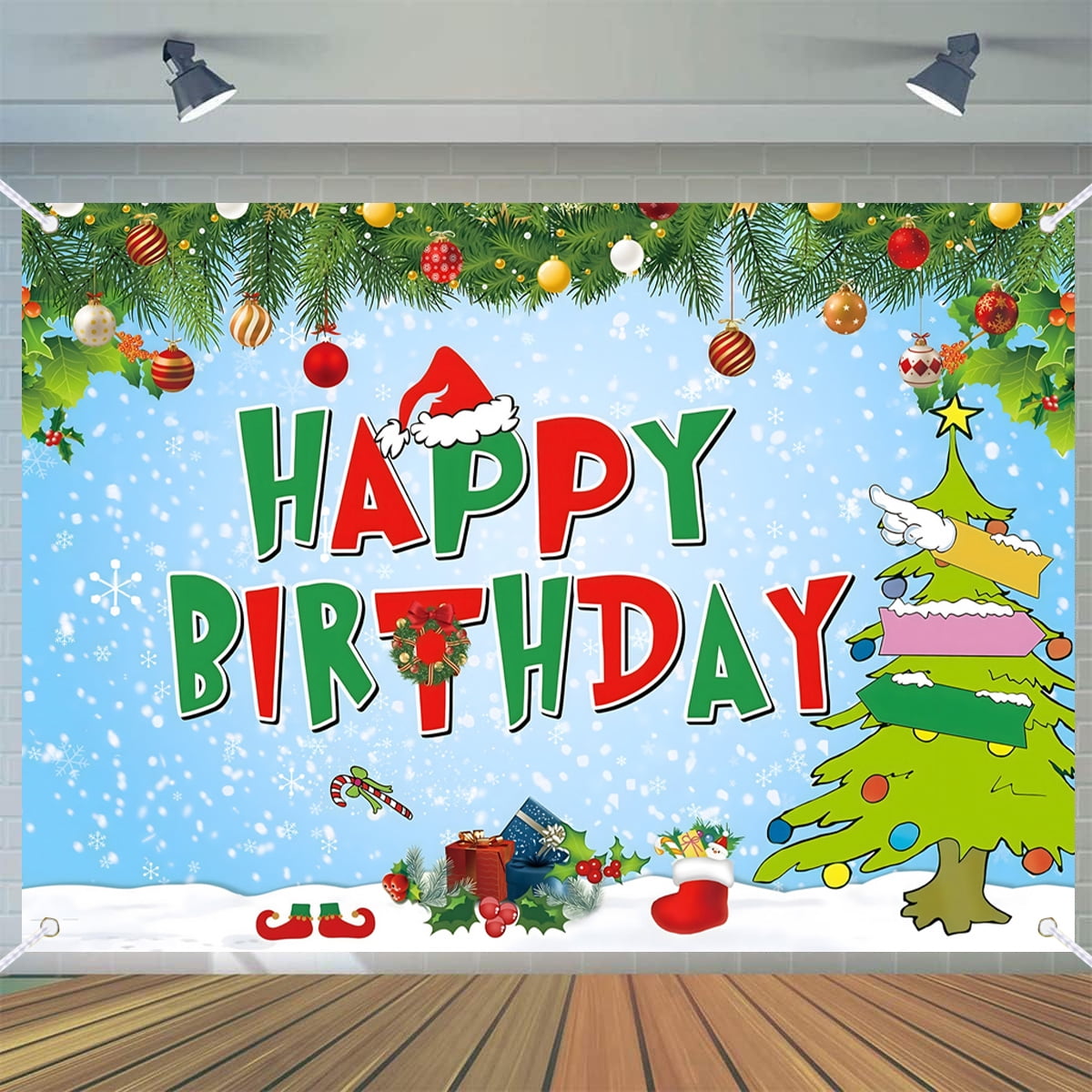 7x5ft Happy Chritsmas Birthday Party Backdrop Happy Christmas Photo ...