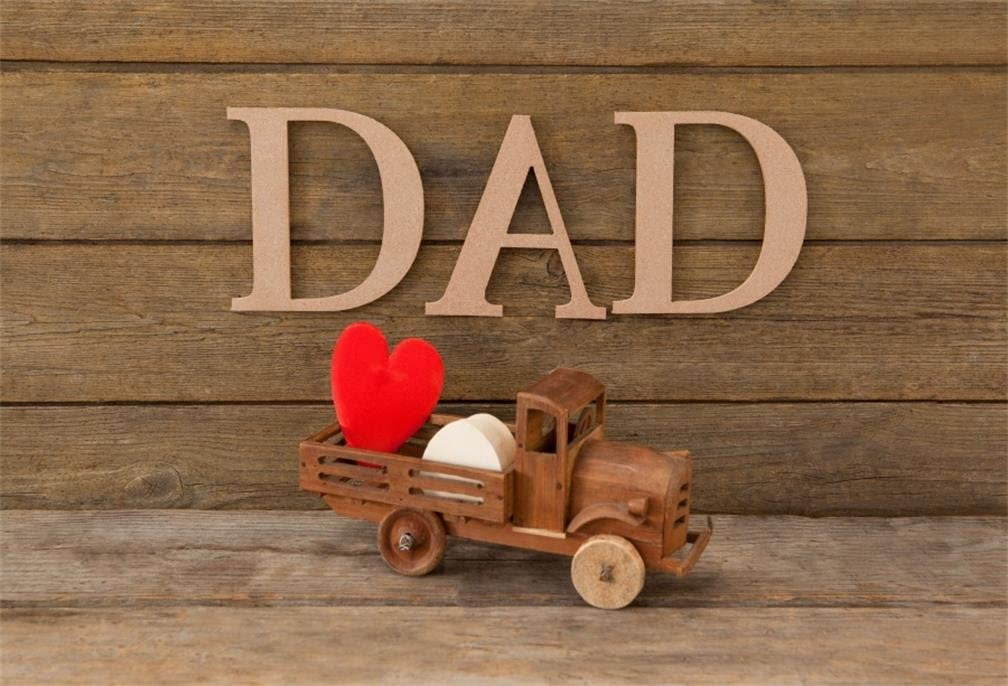 7x5ft Happy Father's Day Backdrop Wooden Toy Truck On Rustic Wood Floor ...