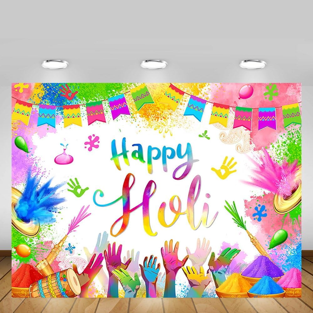 7x5ft Happy Holi Backdrop Colorful Holi Decorations Indian Hindu Indoor ...