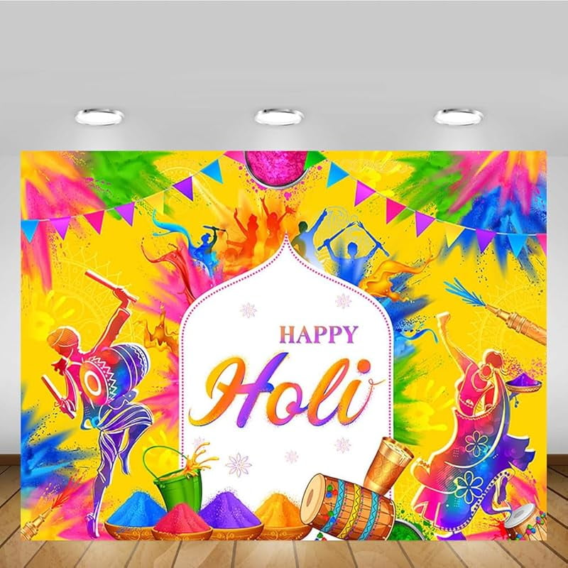 7x5ft Happy Holi Backdrop Colorful Holi Decorations Indian Hindu Indoor ...