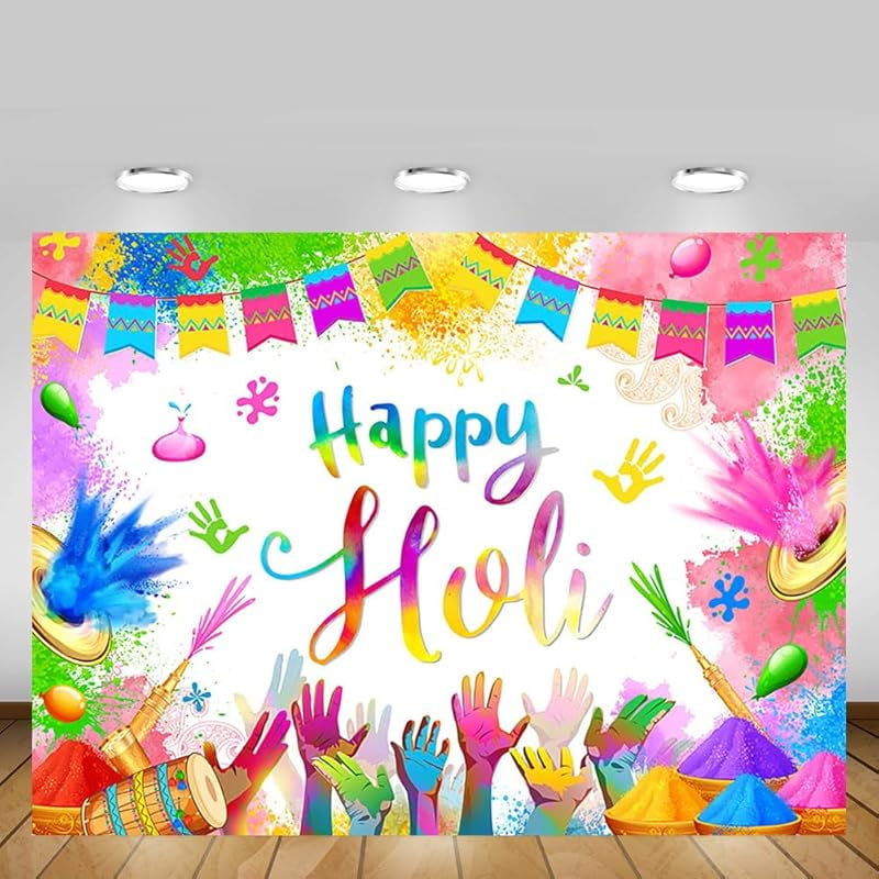 7x5ft Happy Holi Backdrop Colorful Holi Indian Hindu Indoor Outdoor ...