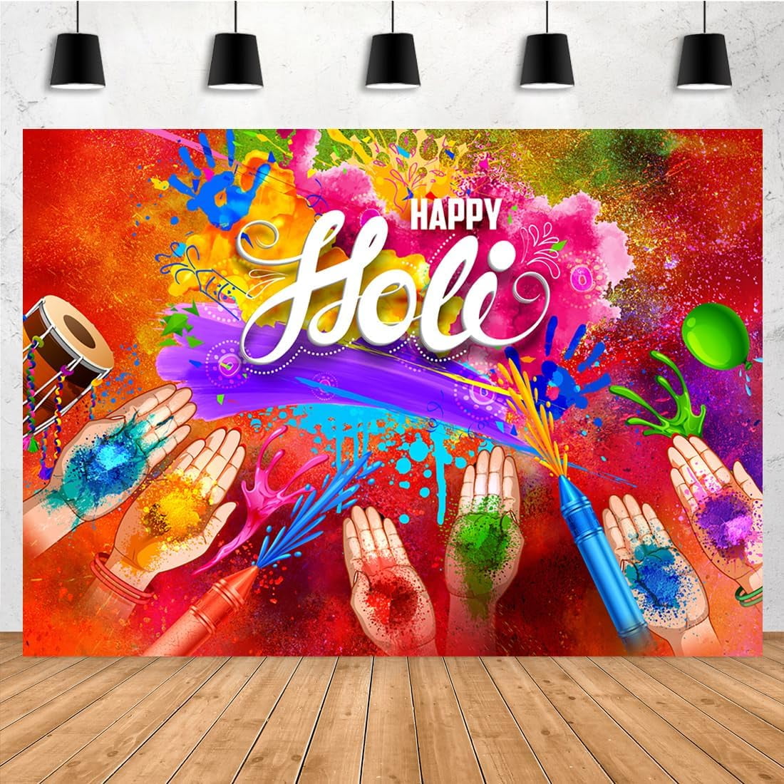 7x5ft Happy Holi Backdrop Colorful Paint Splash Photography Background ...