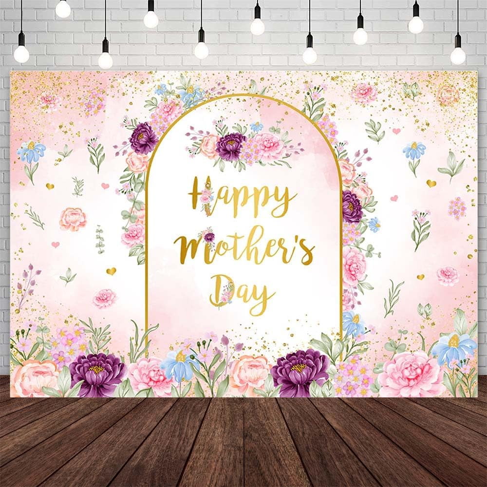7x5ft Happy Mothers Day Backdrop Pink Rose Flowers Mothers Day ...
