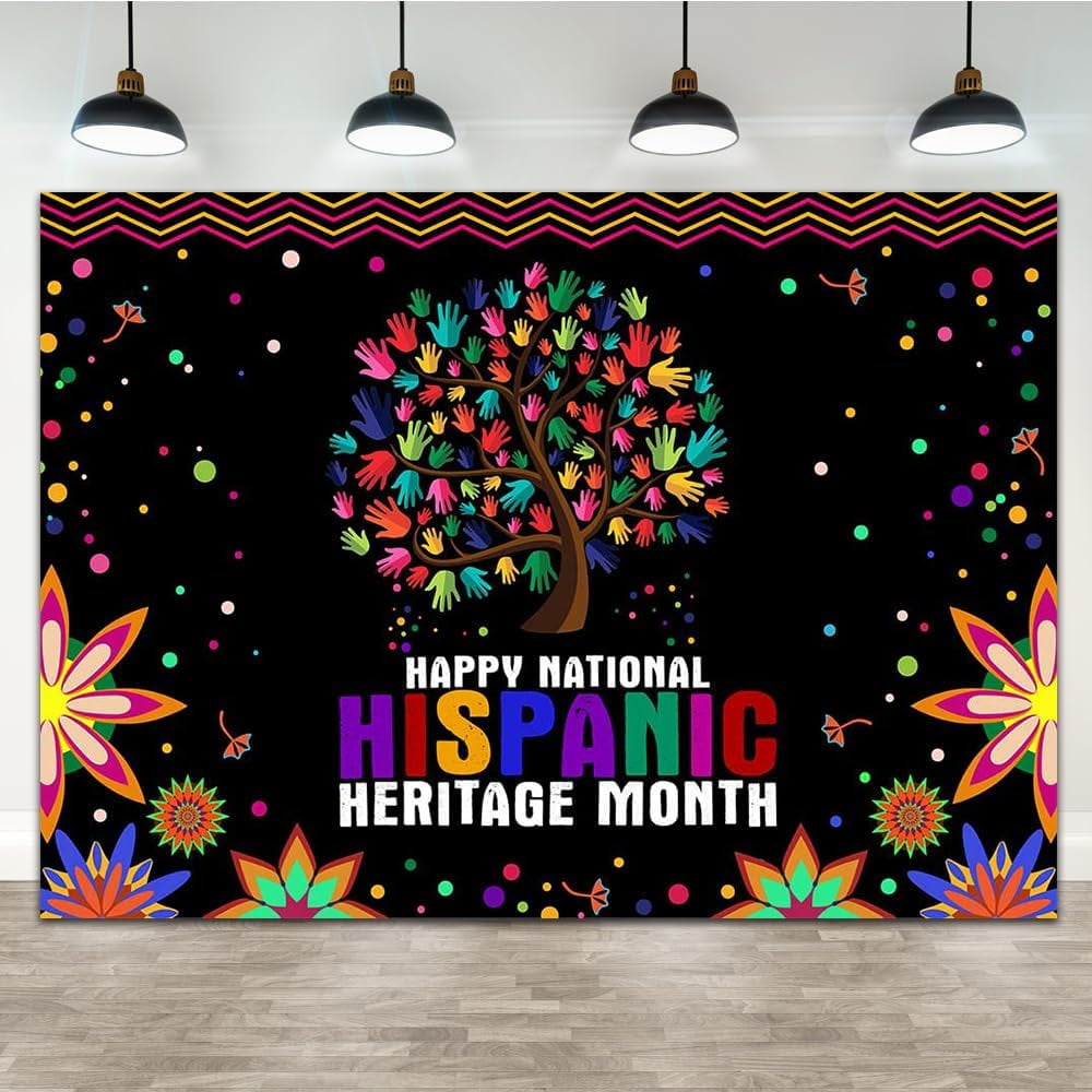 7x5ft Happy National Hispanic Heritage Month Festival Backdrop Banner ...
