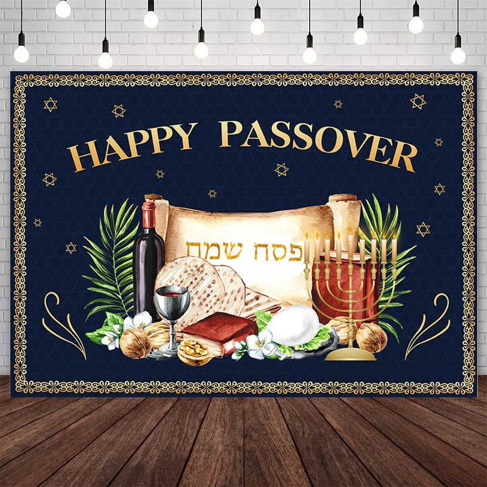 7x5ft Happy Passover Backdrop Jewish Pesach Seder Photography ...