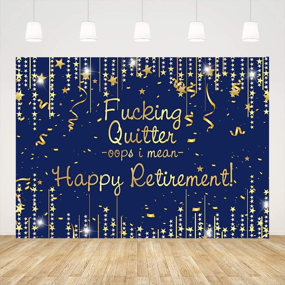 7x5ft Happy Retirement Backdrop Blue and Gold Retirement Party ...