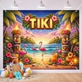 7x5ft Hawaiian Tiki Beach Backdrop Luau Tropical Flamingo Ocean ...