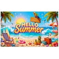 7x5ft Hello Summer Backdrop Flamingo Parrot Surfboard Palm Tree ...