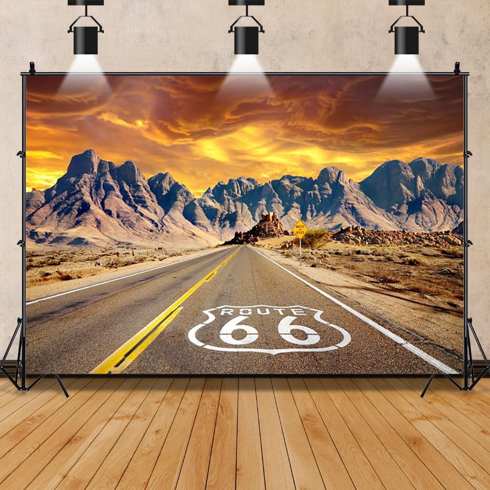 7x5ft Highway Scenery Backdrop Sunset Natural Scene Route 66 Road ...
