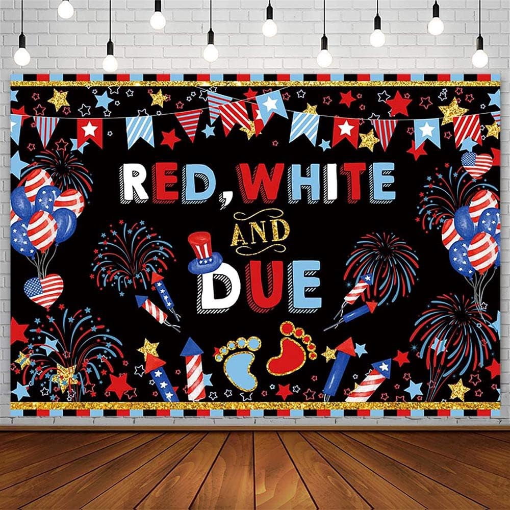 7x5ft Independence Day Backdrop Red White and Due Baby Shower 4th of ...