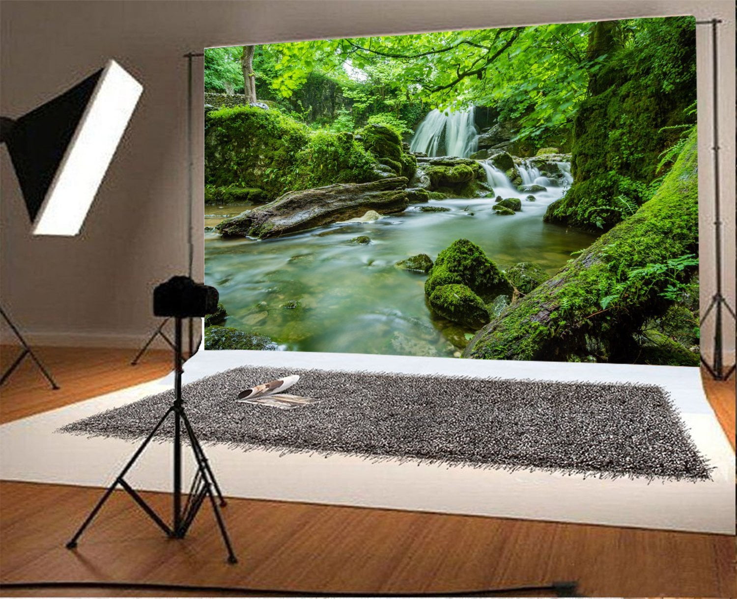 7x5ft Jungle Forest Backdrop Cascade Trees Green Moss Nature Landscape ...