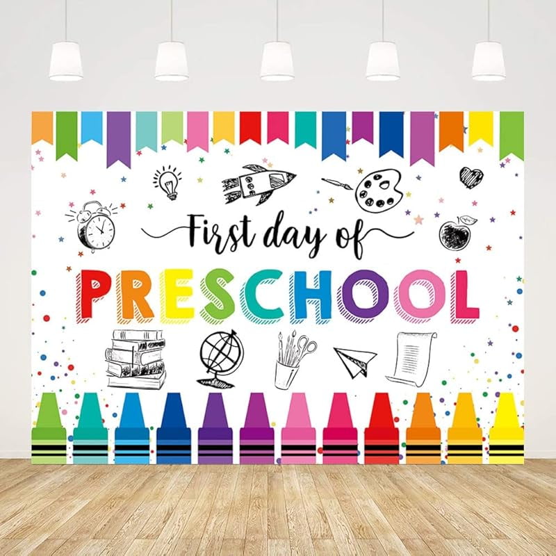7x5ft Kids First Day of Preschool Backdrop Welcome to Preschool Banner ...