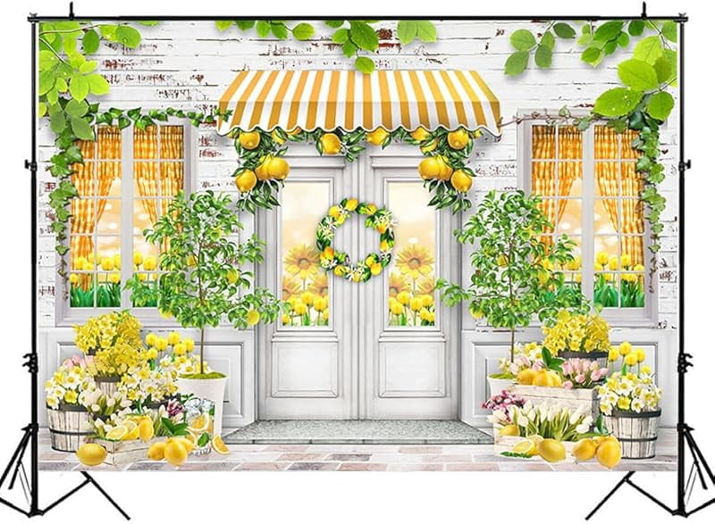 7x5ft Lemon Shop Backdrop Photography Background Summer Lemonade Theme ...