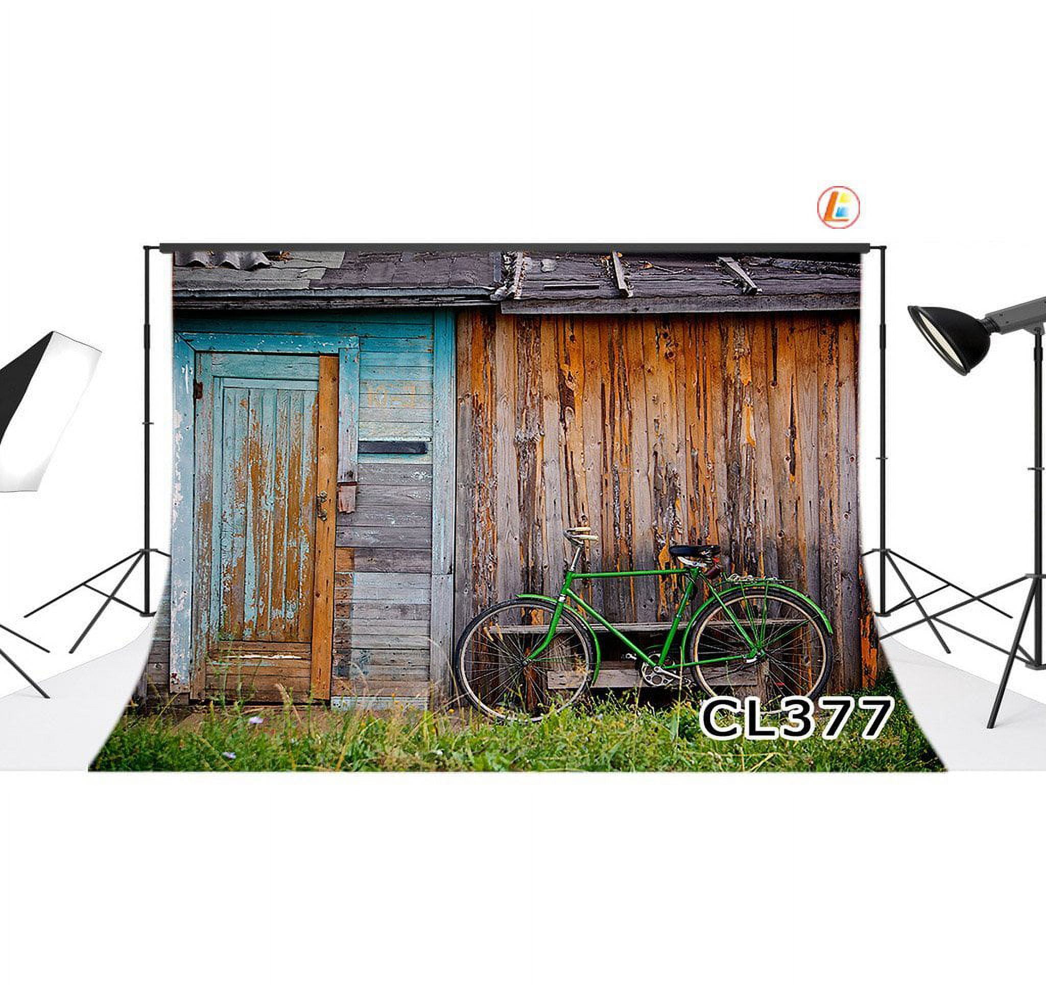7x5ft Log Cabin and Bicycle Photography Backdrop Studio Prop Photo ...