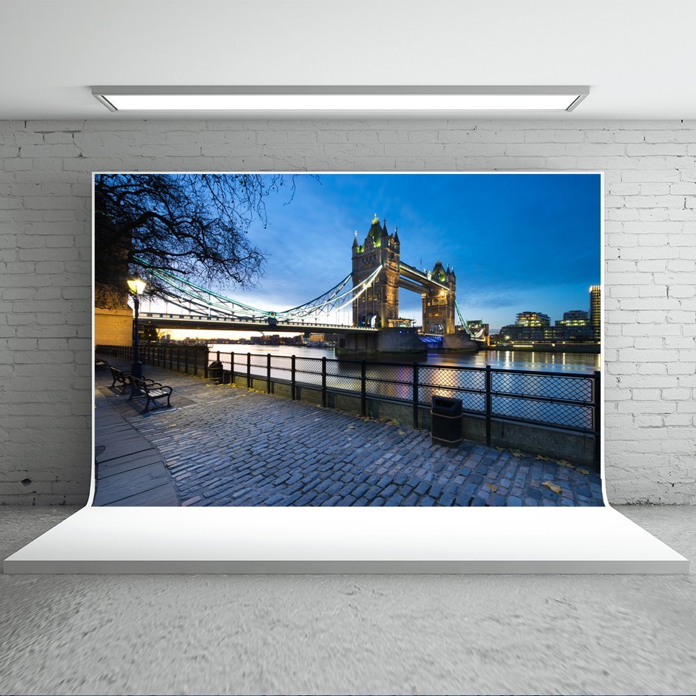 7x5ft London Bridge Photography Backdrop River Stone Floor Background ...