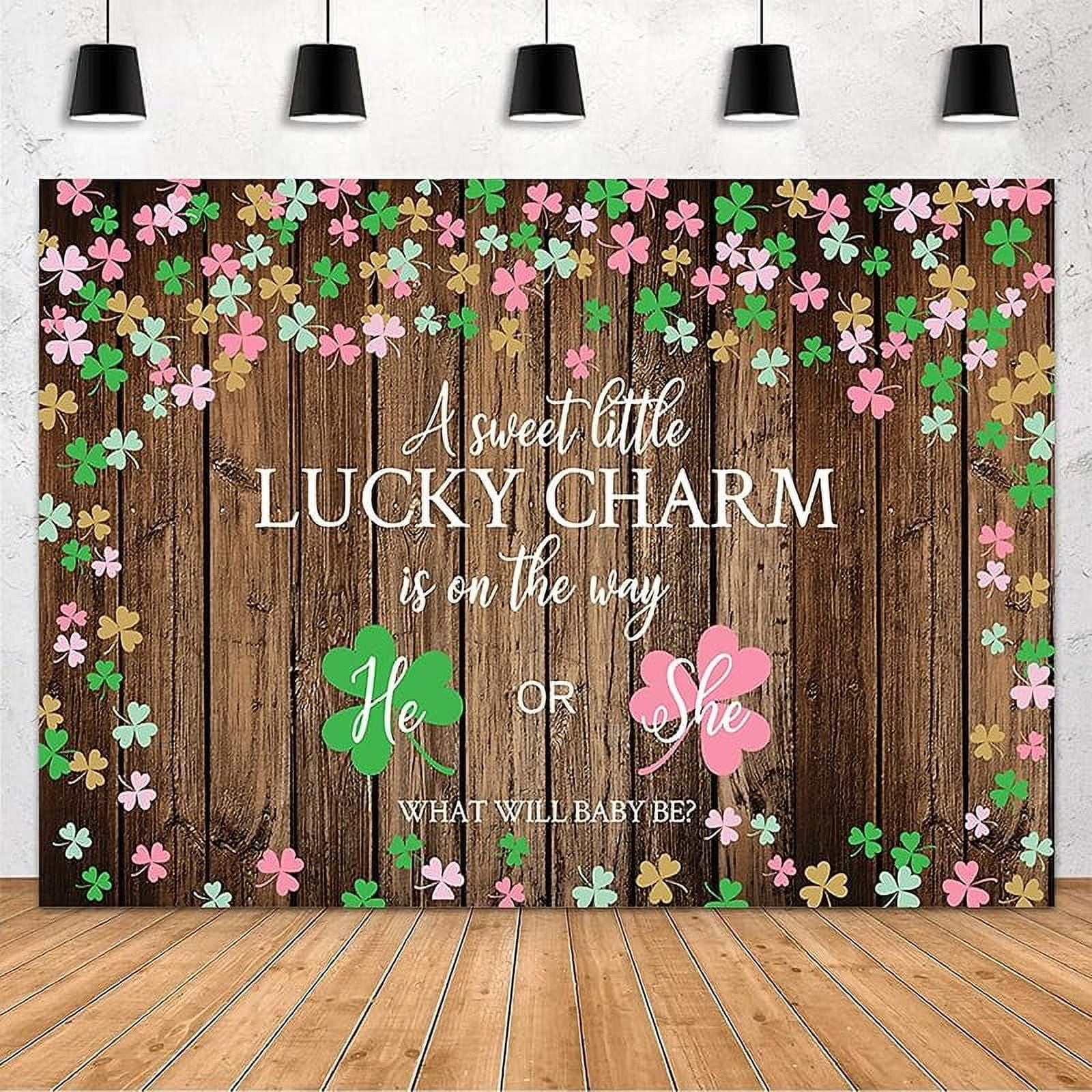 7x5ft Lucky Charm Gender Reveal Backdrop St. Patrick's Day Baby Shower ...