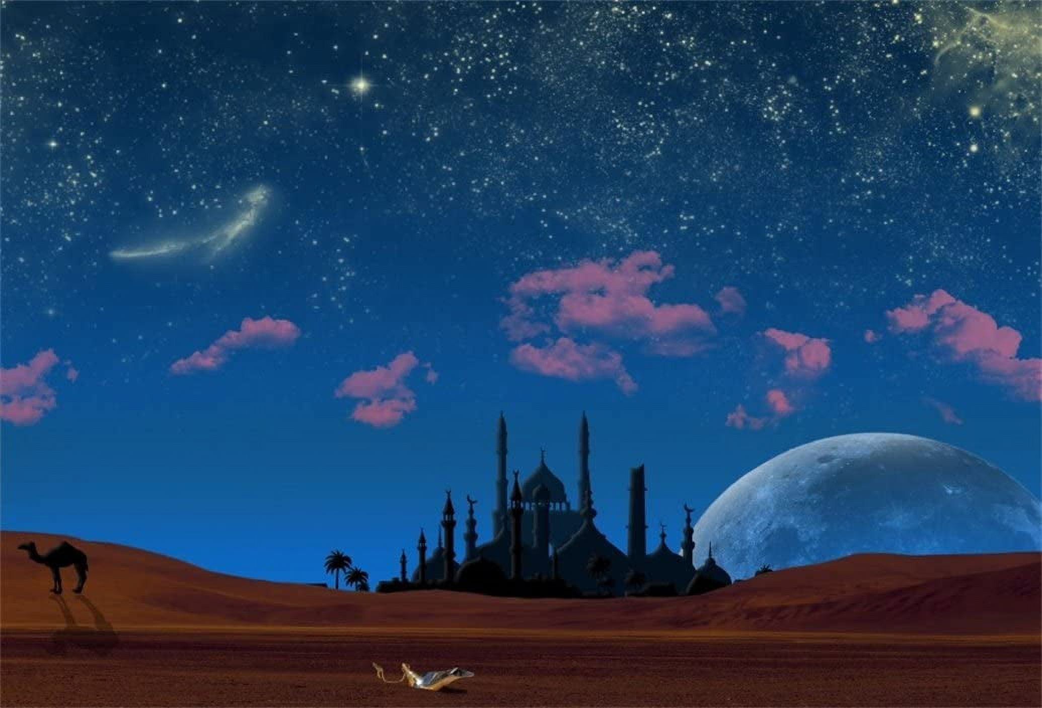7x5ft Magic Aladdin's Genie Lamp in Desert Backdrop Mosque in Night ...