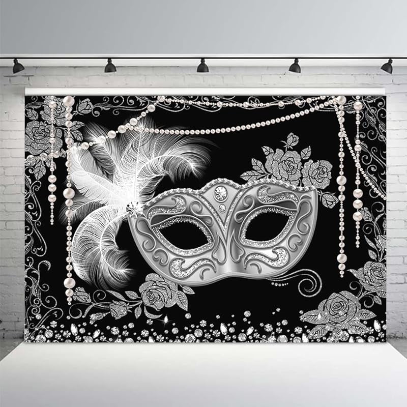 7x5ft Mardi Gras Theme Backdrop Masquerade Happy Birthday Party ...