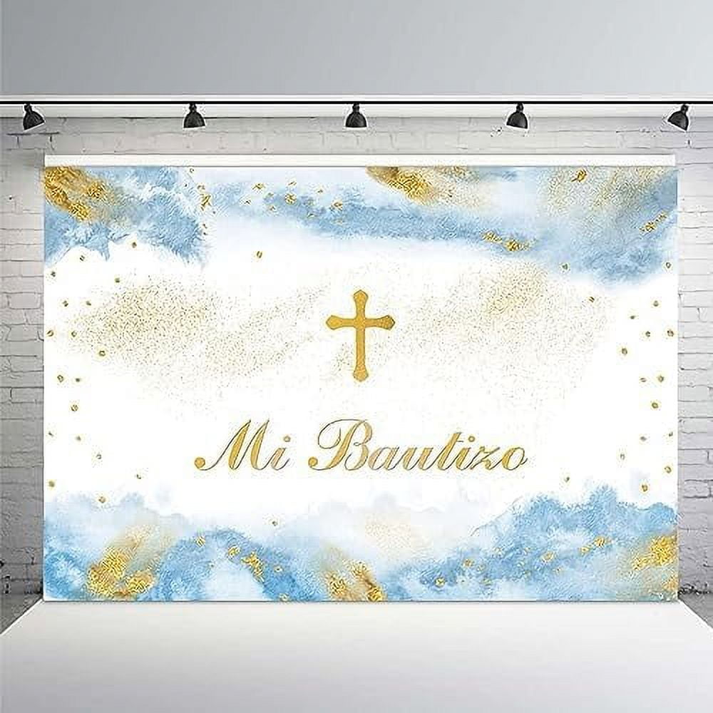 7x5ft Mi Baptism Backdrop Silver Nuestro Bautizo Christening ...