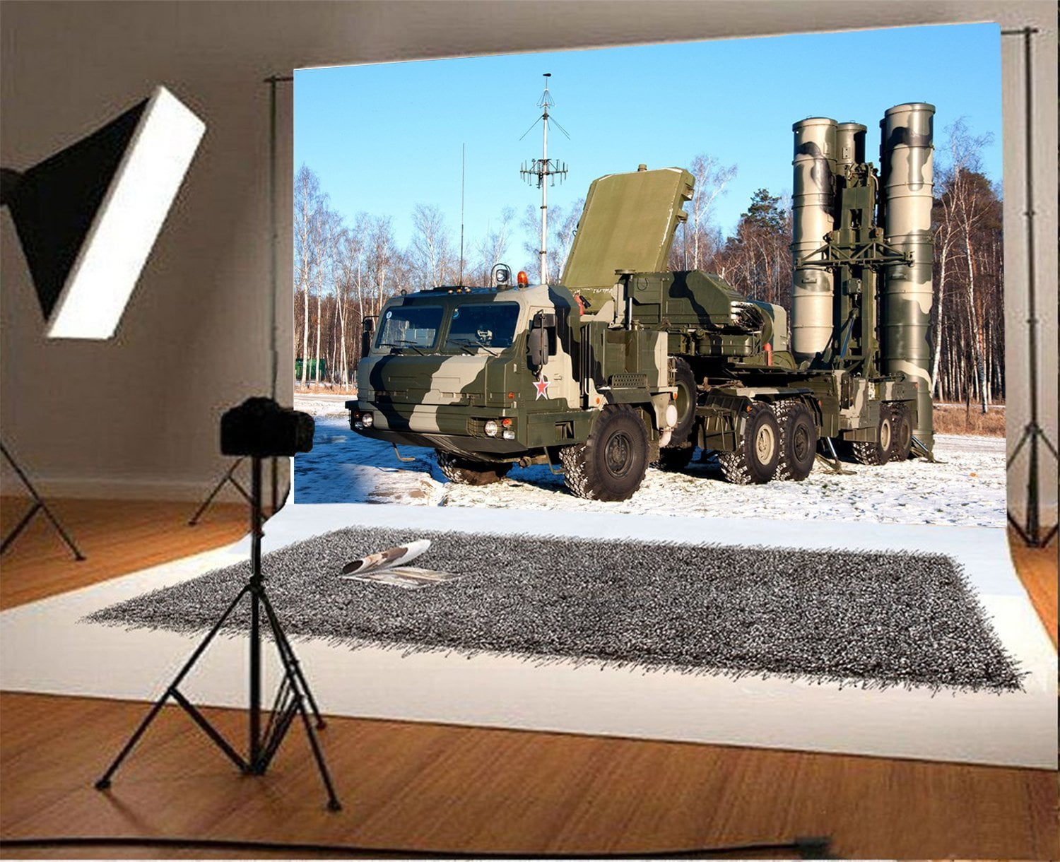 7x5ft Military Backdrop Antiaircraft Missile Vintage Old Car Forest ...