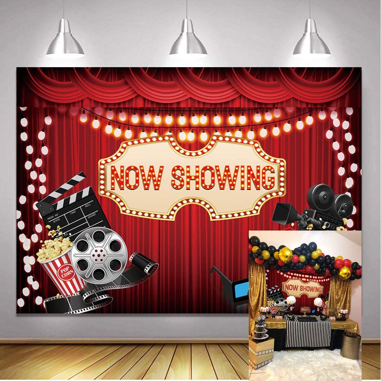 7x5ft Movie Night Nice Backdrop for Birthday Party Movie Theme Now ...