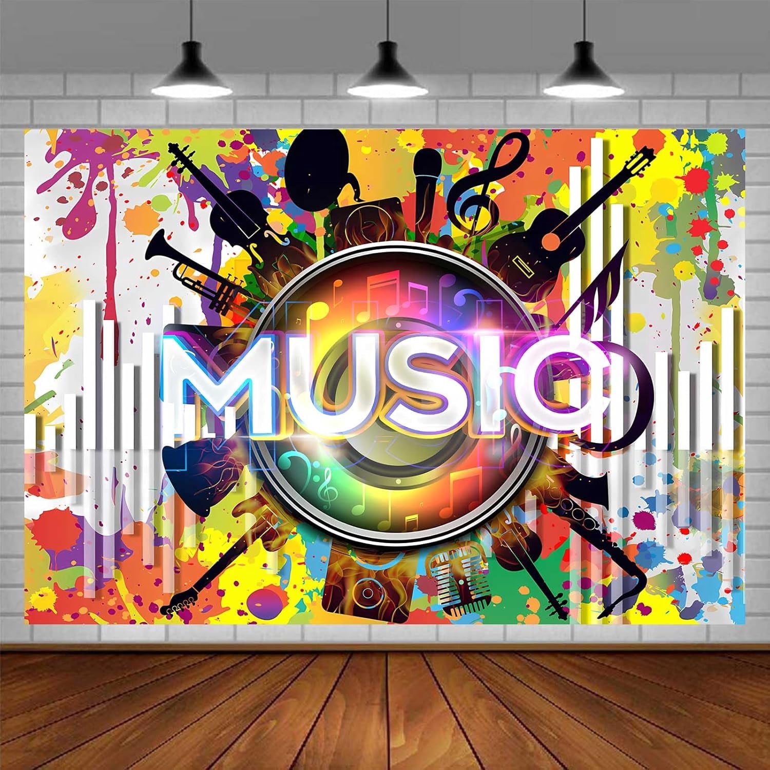 7x5ft Music Backdrop Musical Instrument Graffiti Photography Background ...