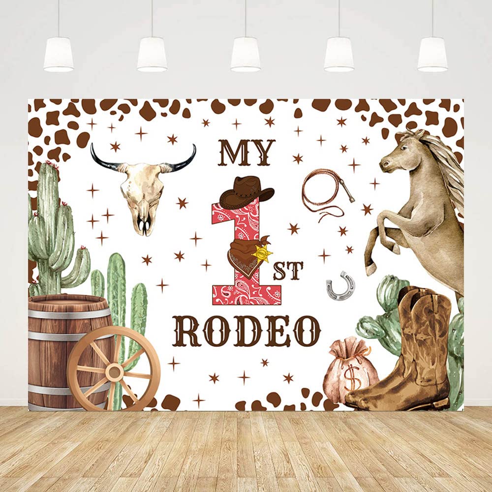 7x5ft My First Rodeo Birthday Backdrop Boy Cowboy First Birthday ...
