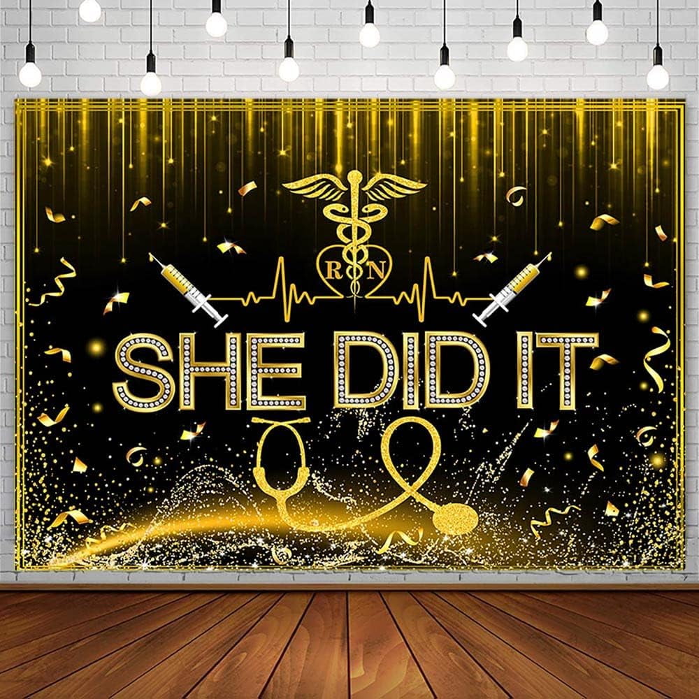 7x5ft Nurse Graduation Backdrop She Did It Congratulations Graduates ...