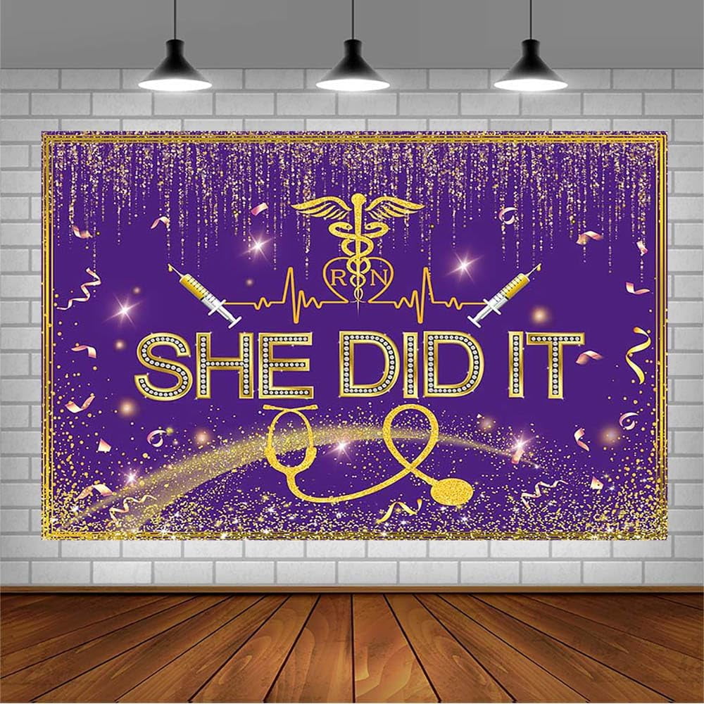 7x5ft Nurse Graduation Backdrop She Did It Congratulations Graduates ...