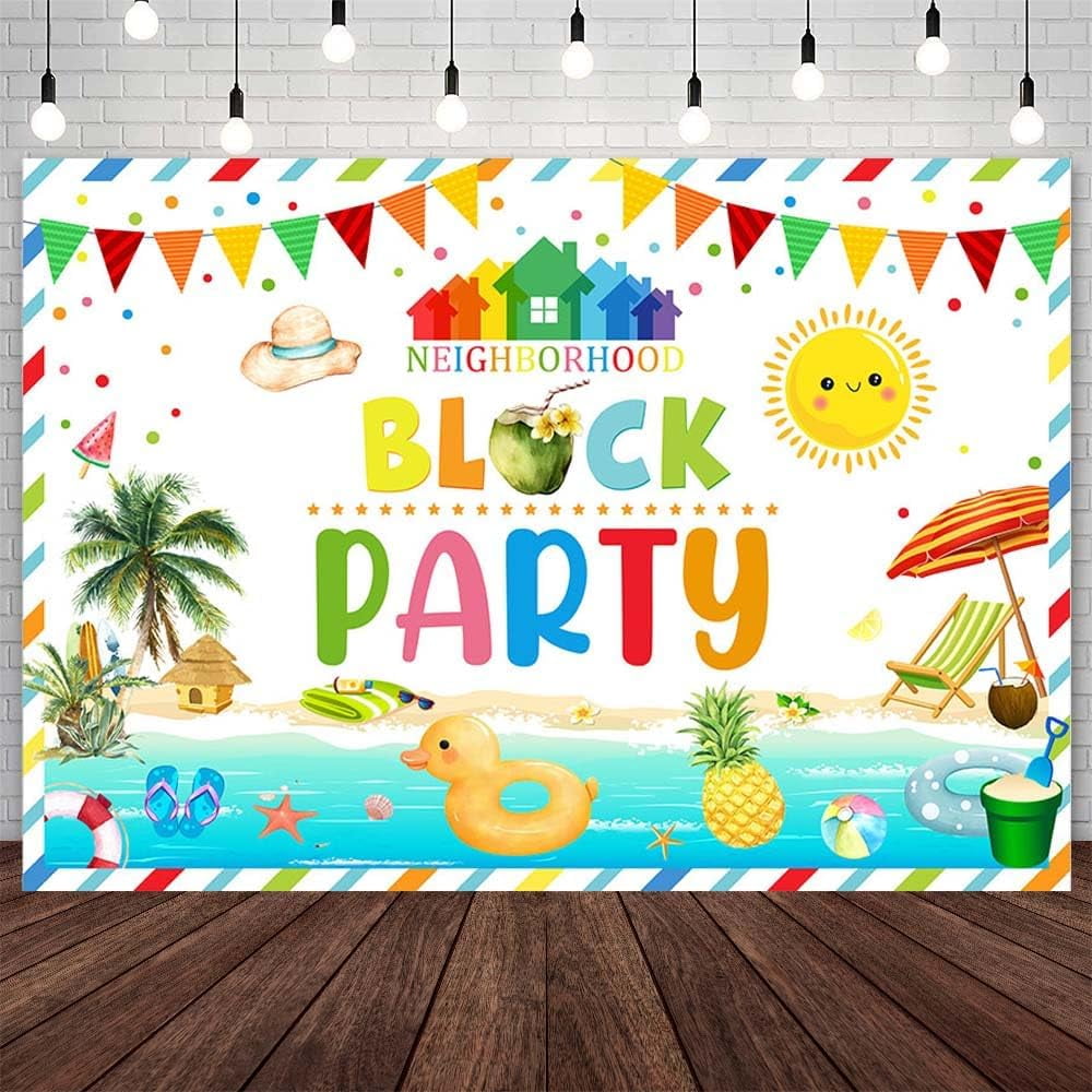 7x5ft Perfect Block Party Backdrop Banner Summer Neighborhood ...
