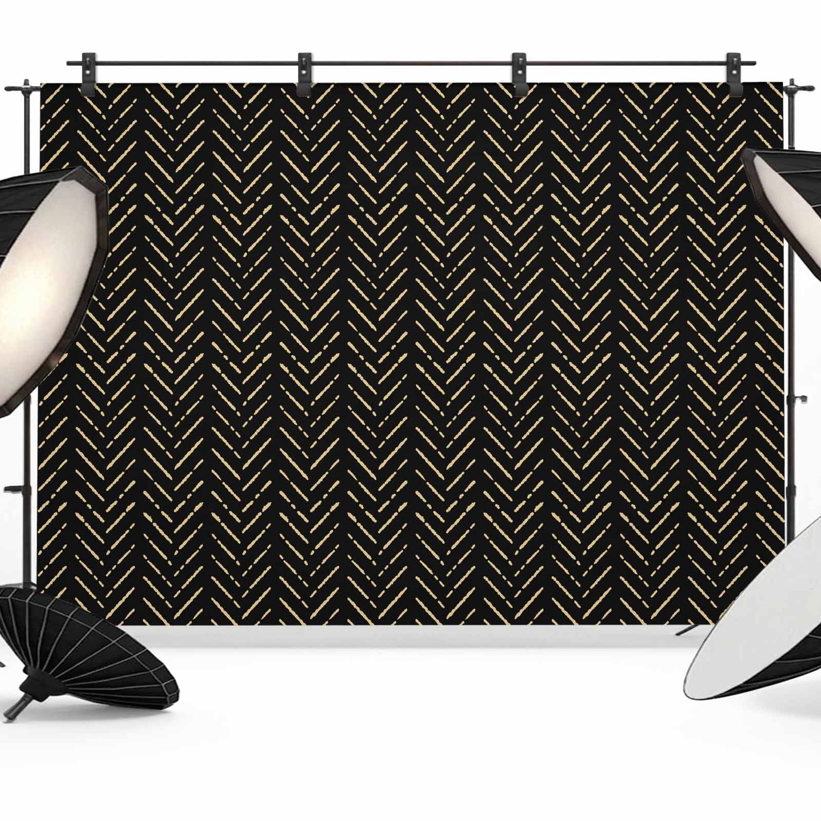7x5ft Photo Backdrop, Black Yellow Geometric Soft Polyester Backdrop ...