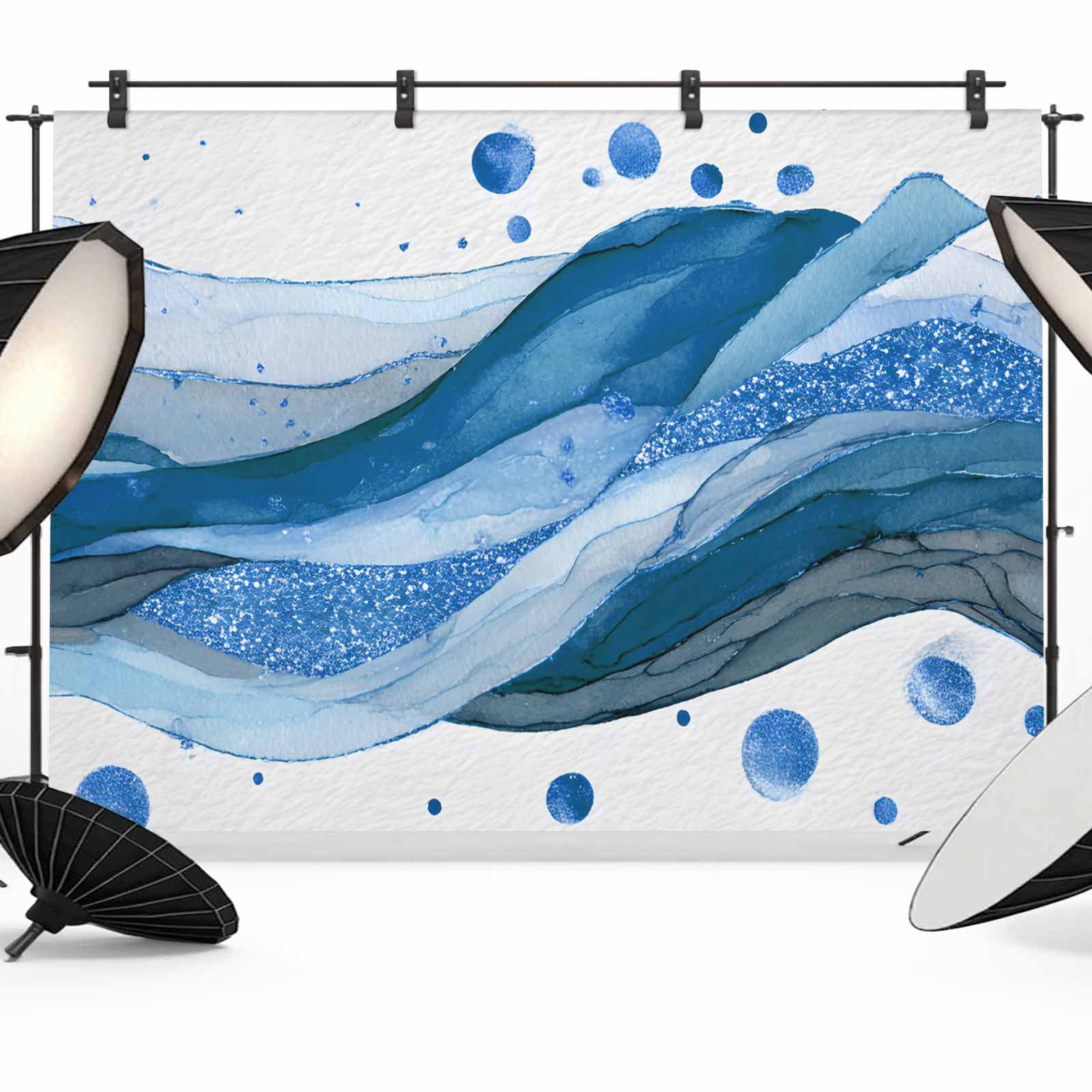 7x5ft Photo Backdrop, Blue Marble Soft Polyester Backdrop Curtains ...