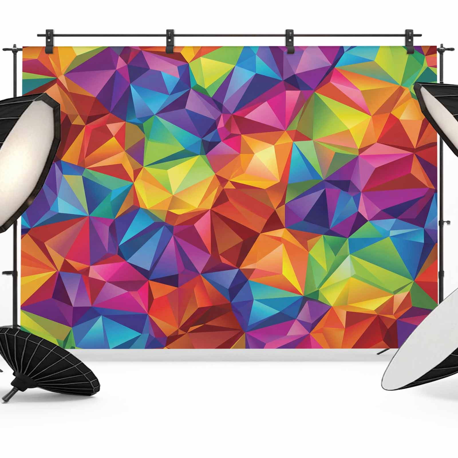7x5ft Photo Backdrop, Colorful Geometric Soft Polyester Backdrop ...